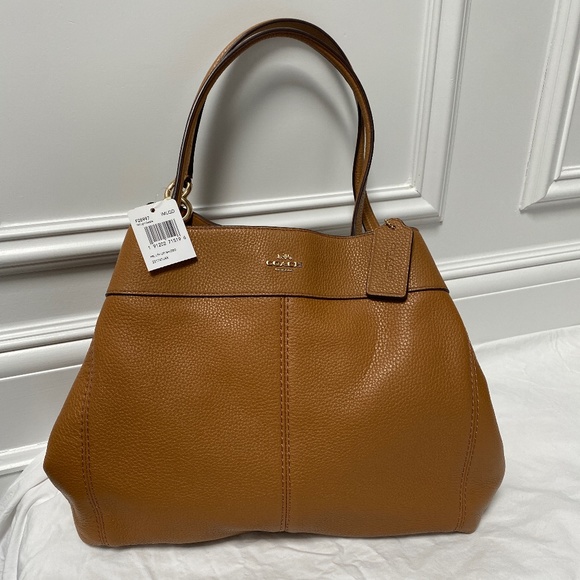 Coach | Bags | Coach Womens Tan Pebble Leather Gold Hardware ...